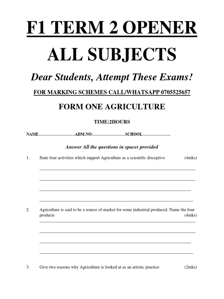 Form 1 Term 2 Opener | PDF | Earth | Sun