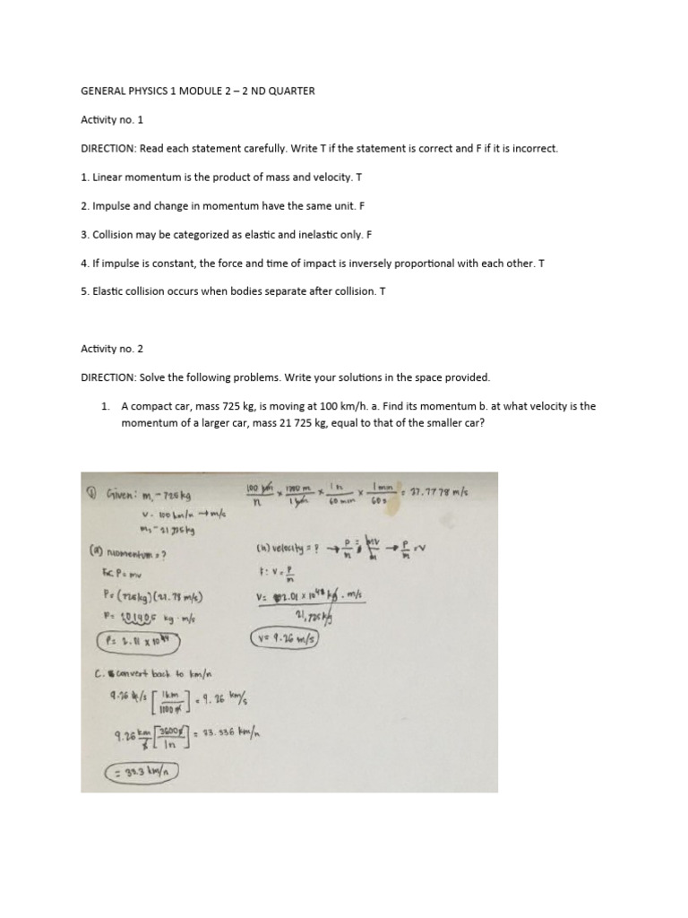 GENERAL PHYSICS 1 MODULE 2 3rd Page | PDF