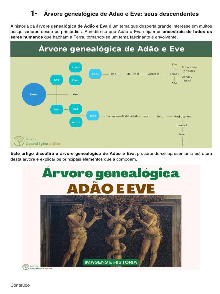 Material de Estudo++árvore Genealógica de Adão e Eva | PDF | Zeus | Adão e Eva