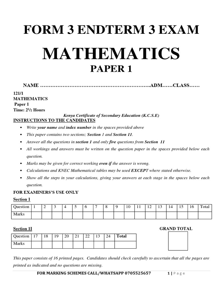 f3 Endterm 3 Maths Pp1 | PDF | Mathematics