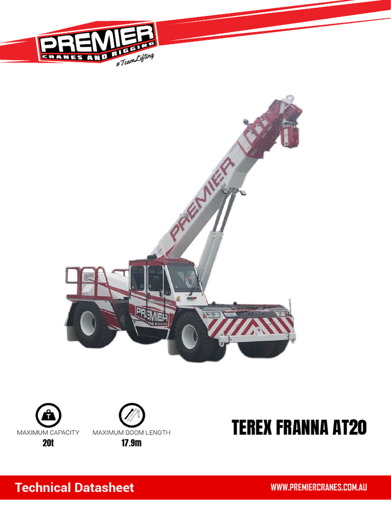 Premier Cranes Terex Franna At20 Load Chart | PDF | Crane (Machine ...