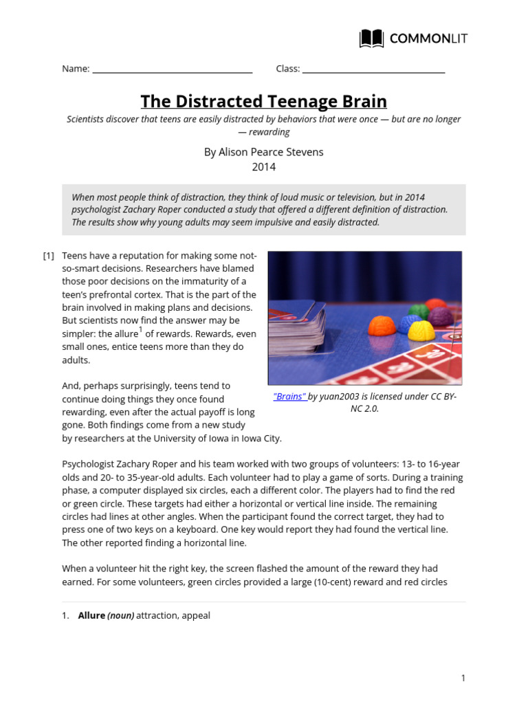 The Distracted Teenage Brain-Student | PDF | Adolescence | Attention