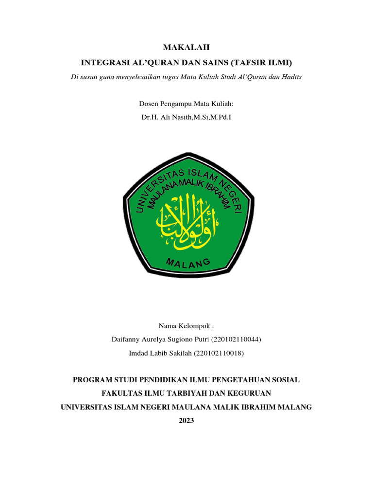 Intergrasi Al-Qur'an Dan Sains (Tafsir Ilmi) | PDF
