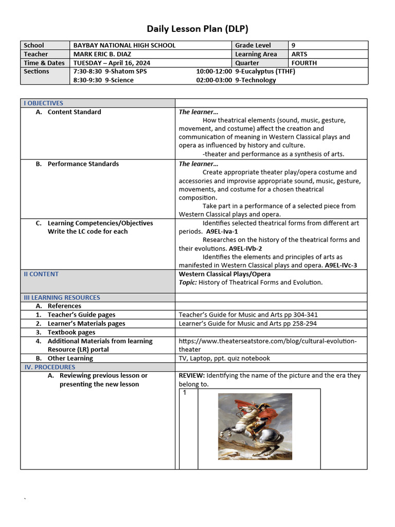 DLP Mapeh Arts Q4 | Download Free PDF | Theatre | Liberal Arts Education