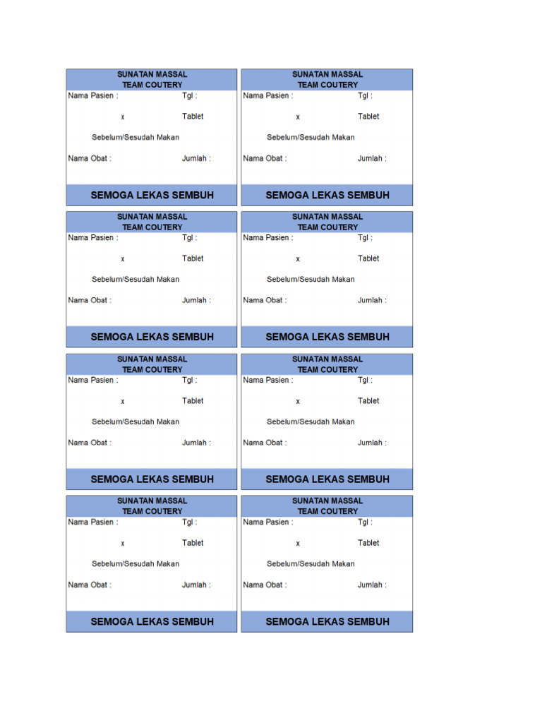 CONTOH LABEL OBAT XX | PDF