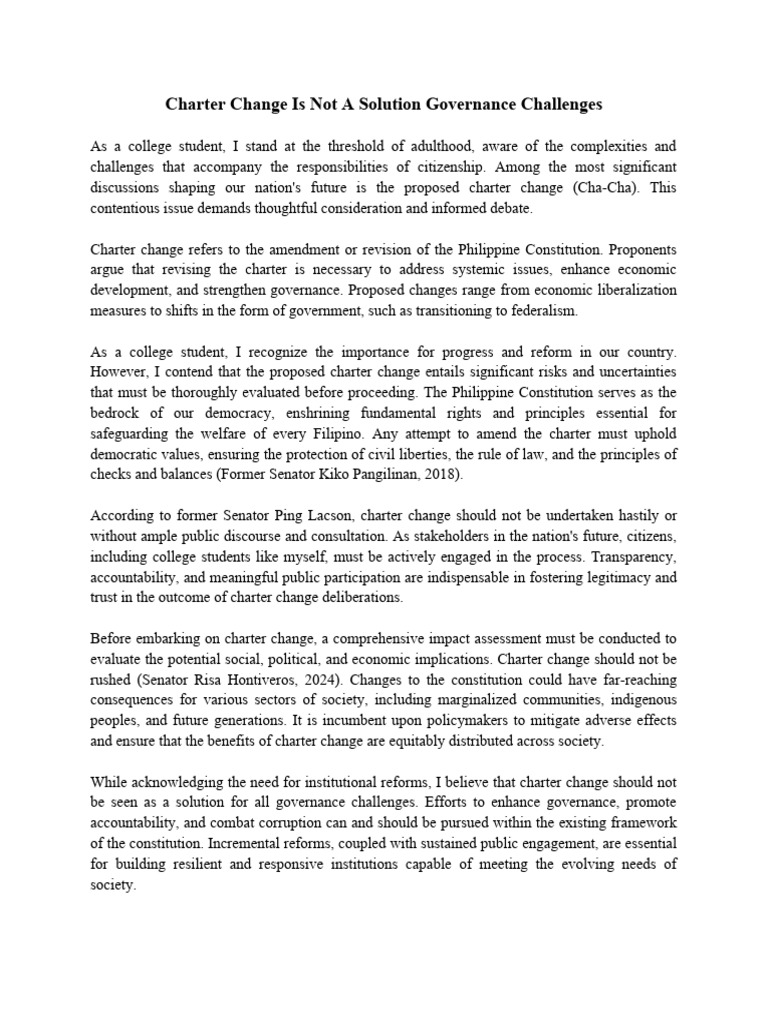 Charter-Change | PDF | Governance | Democracy