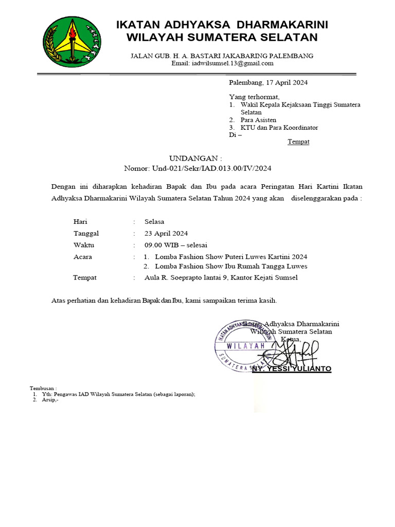 Undangan Hari Kartini Untuk Dinas | PDF