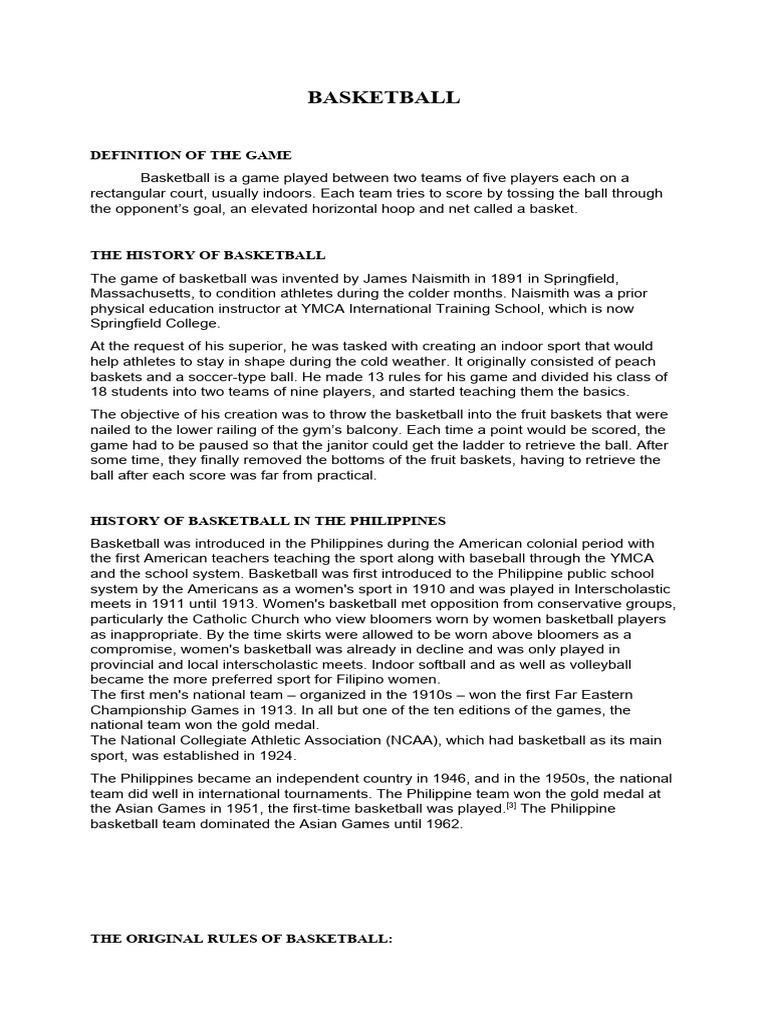 BASKETBALL | PDF | Games Of Physical Skill | Indoor Sports