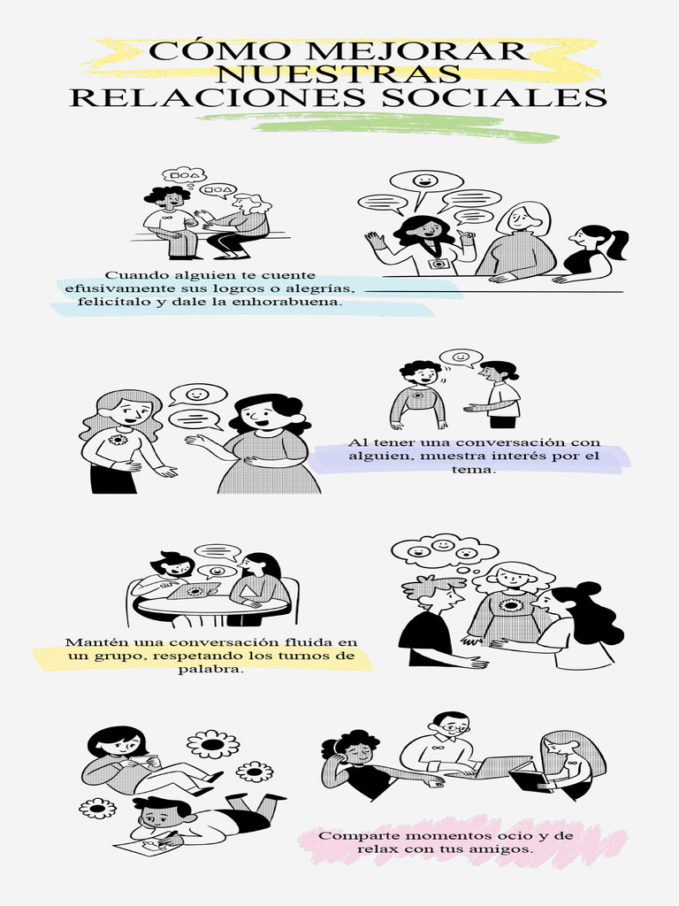 Infografía Relaciones Sociales Personas Consejos Doodle Ilustrado ...