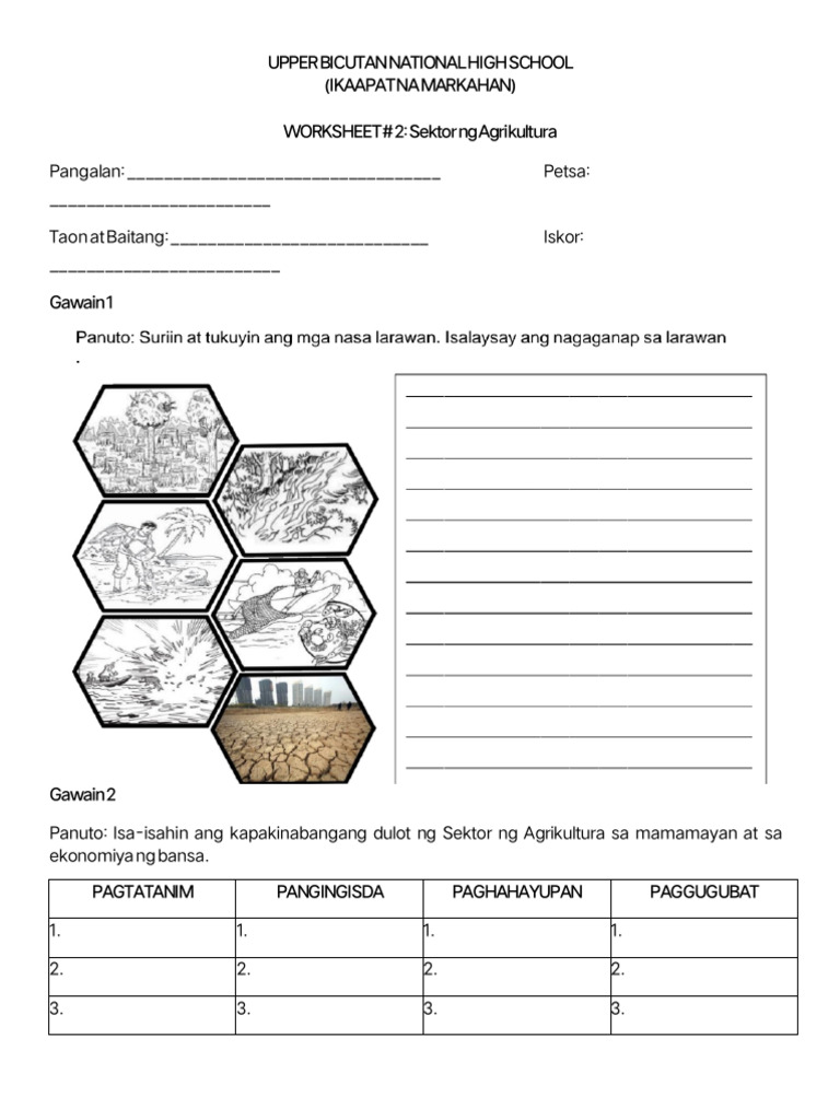 Worksheet 2 Sektor NG Agrikultura | PDF