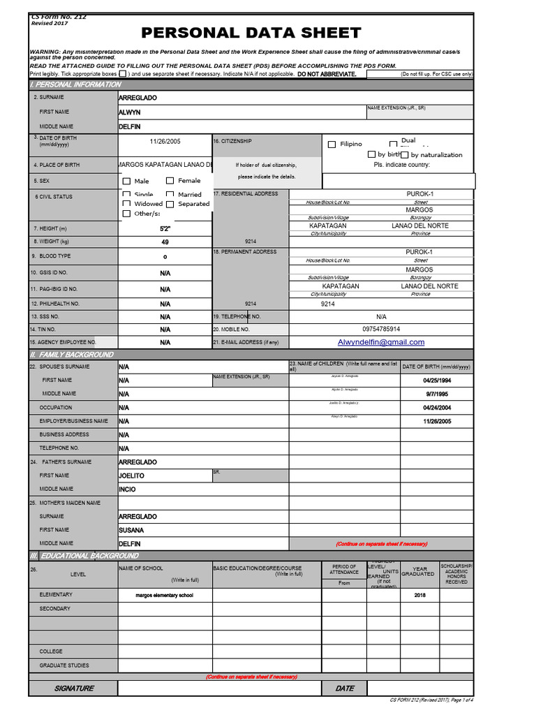 PDS CS Form No 212 Revised2017-Division-1-3 | PDF | Justice | Crime & Violence