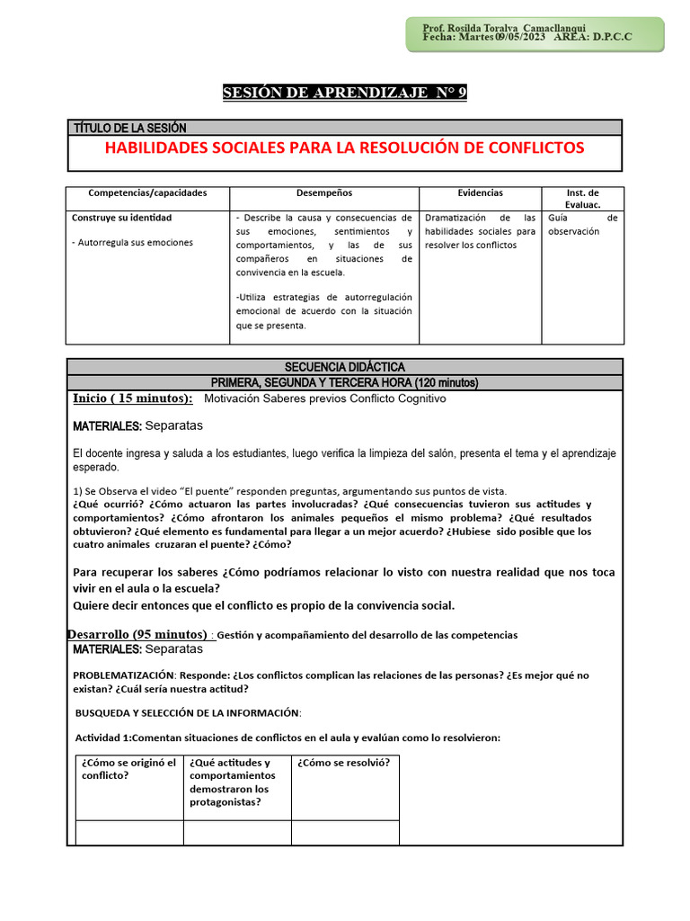Dpcc. Sesion de Aprendizaje 2do 09 Mayo | PDF | Las emociones | Aprendizaje