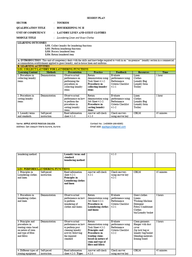 Laundering Skills for Housekeeping NC II | PDF | Laundry | Linens