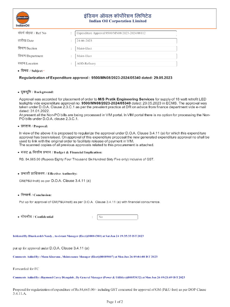 Expenditure Approval For Regularization - 9500 - MN08 - 2023-2024 ...