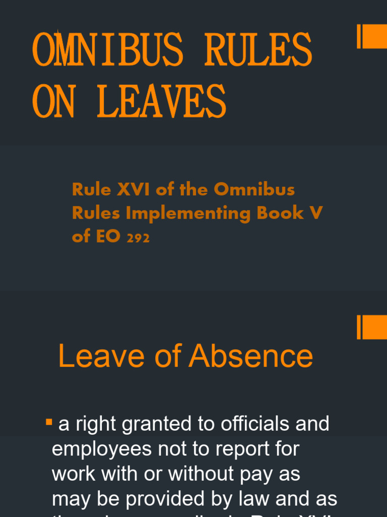 OMNIBUS RULES ON LEAVESppt | PDF | Parental Leave | Sick Leave