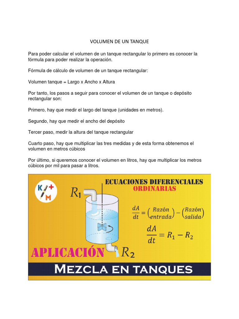 Volumen de Un Tanque | PDF | Volumen | Metrología