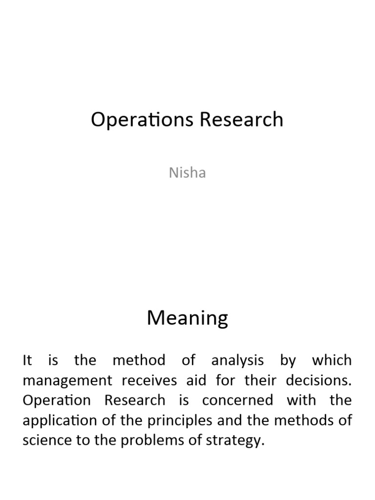 Operations Research | PDF | Mathematical Optimization | Operations Research