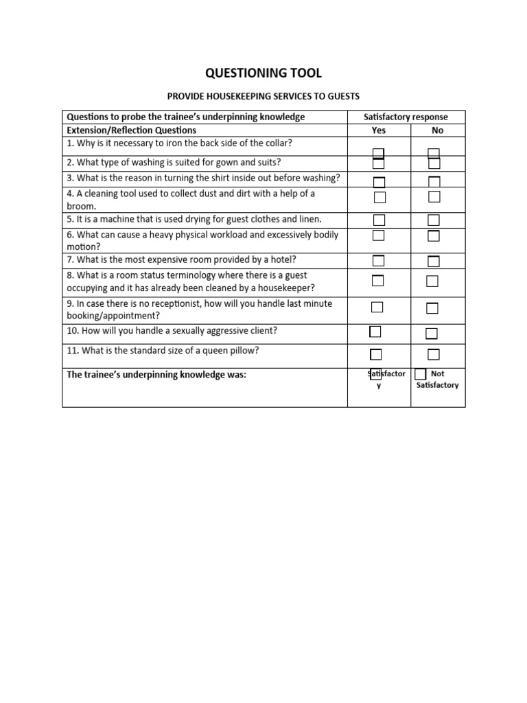 Housekeeping Evaluation | PDF | Career & Growth