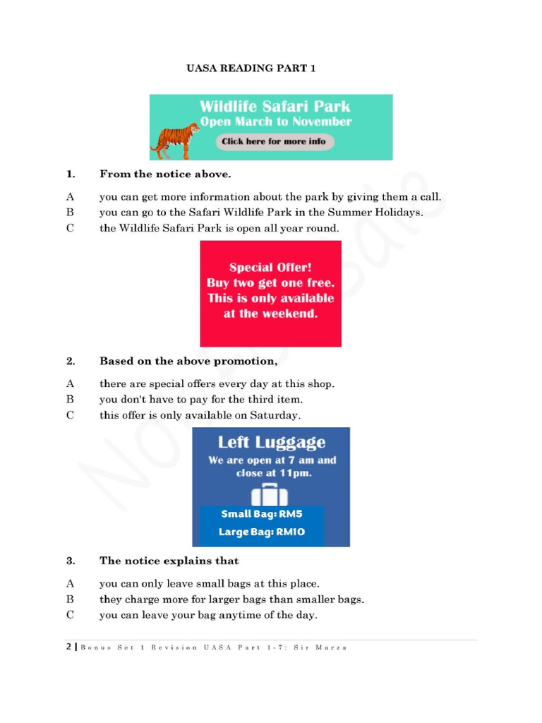 Uasa Format English Paper | PDF