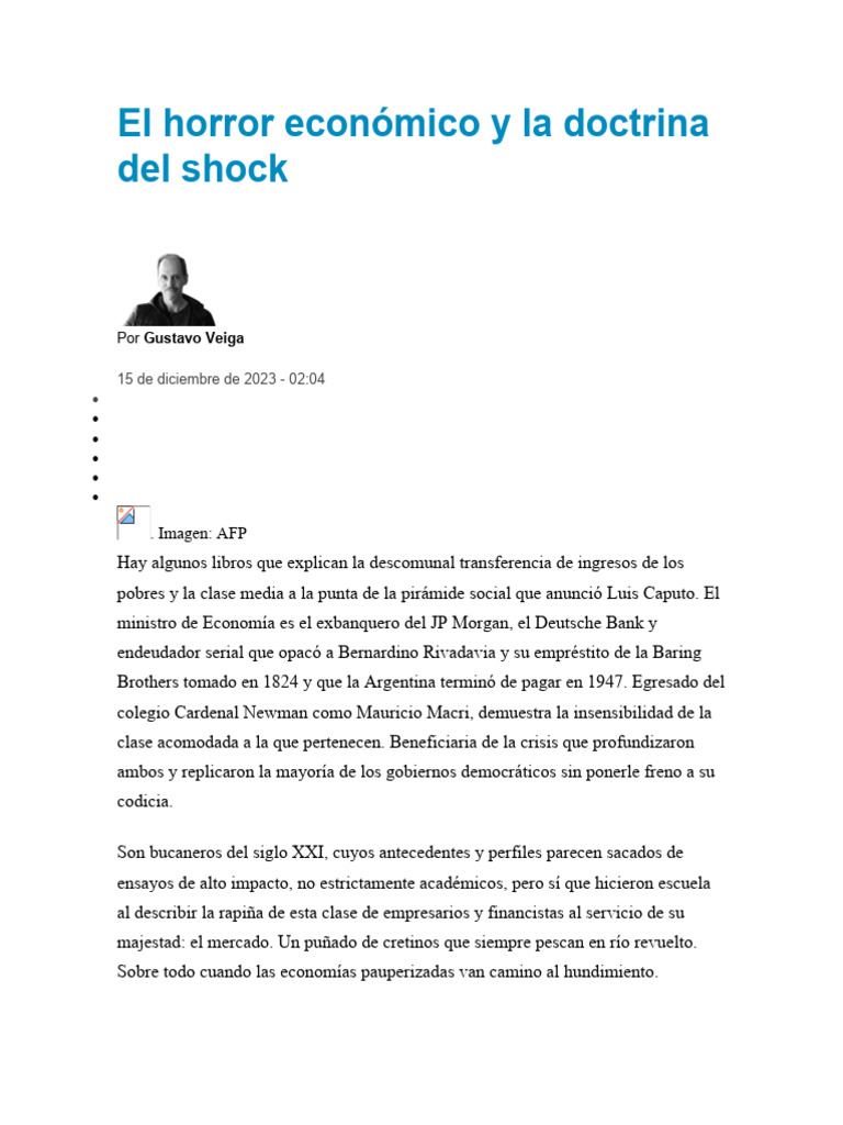 Articulo Ec. Del 15-12-2023 - El Horror Económico y La Doctrina Del ...