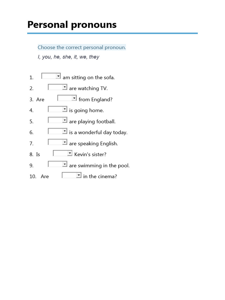 Choose The Correct Personal Pronoun | PDF