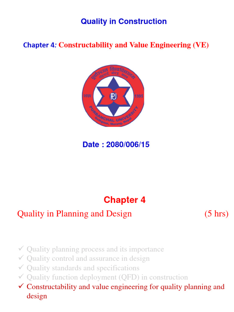 Chapter 4. Constructability and Value Engineering - Student | PDF | Value (Economics) | Design