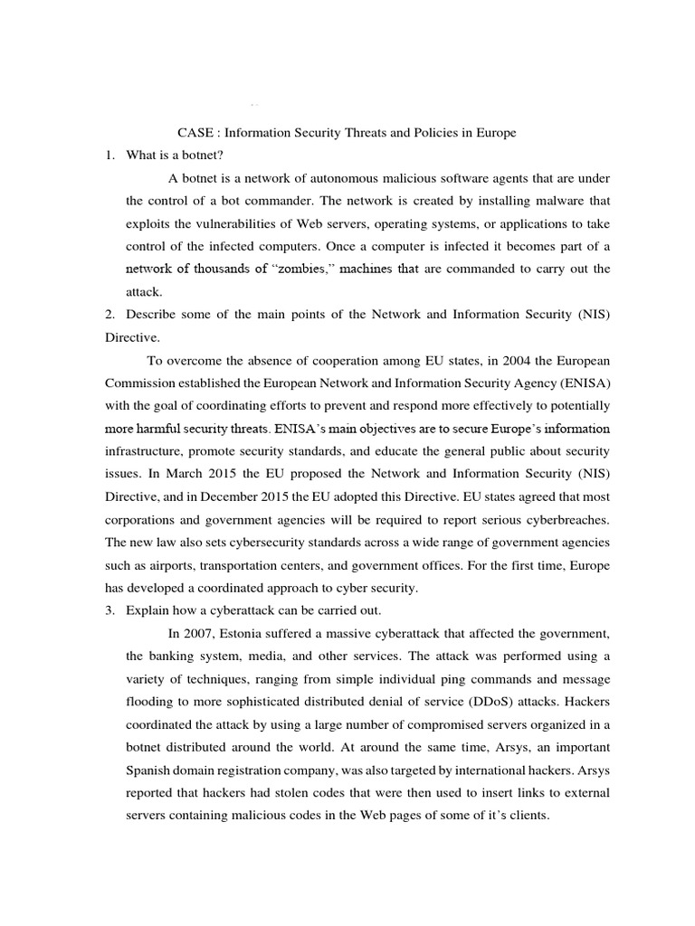 CASE Information Security Threats and Policies in Europe | PDF | Security | Computer Security