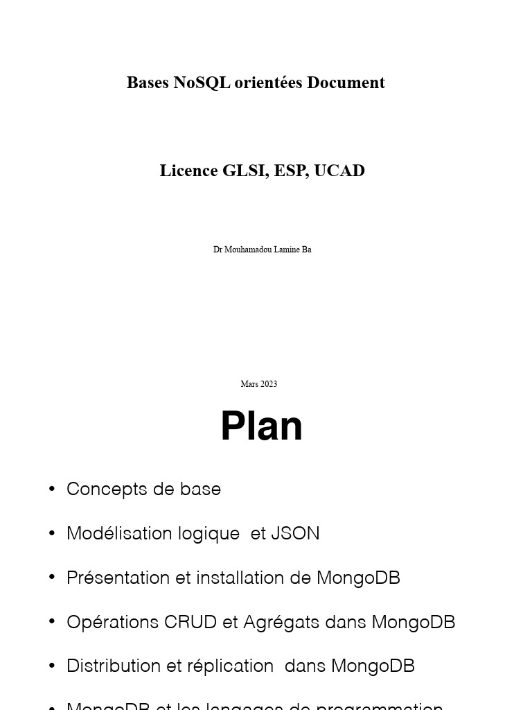 Introduction aux bases NoSQL Document | PDF | MongoDB | JSON