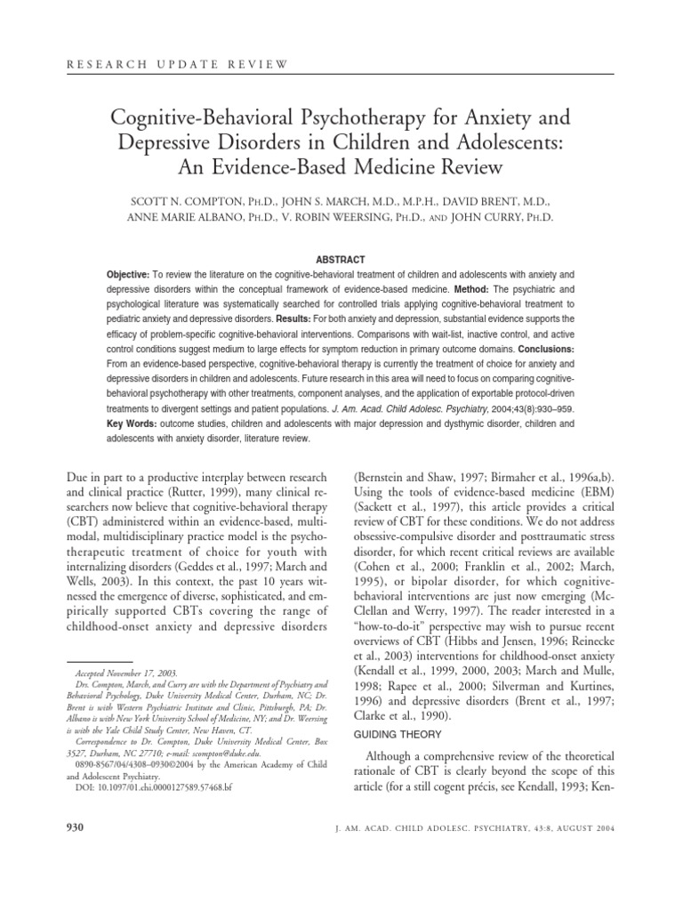 Compton Et Al., 2004 | Download Free PDF | Cognitive Behavioral Therapy ...