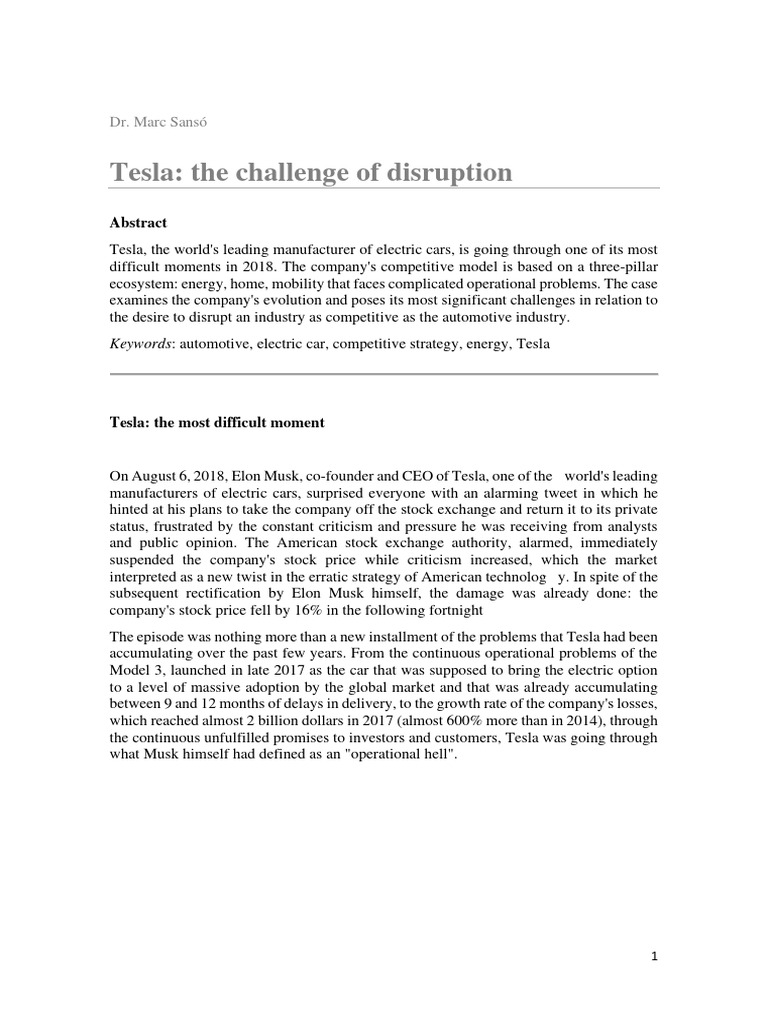 Tesla - The Challenge of Disruption - 2023 | PDF | Elon Musk ...