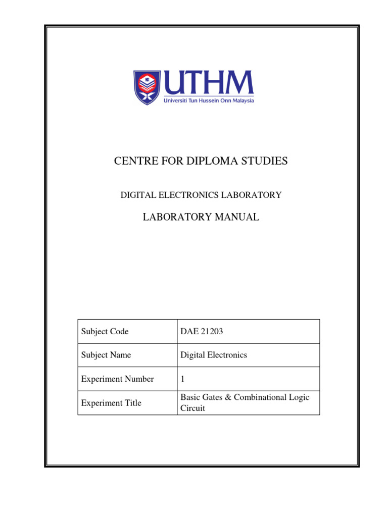 Lab1basicgatesandcombinationallogiccircuit Online | PDF | Logic Gate ...