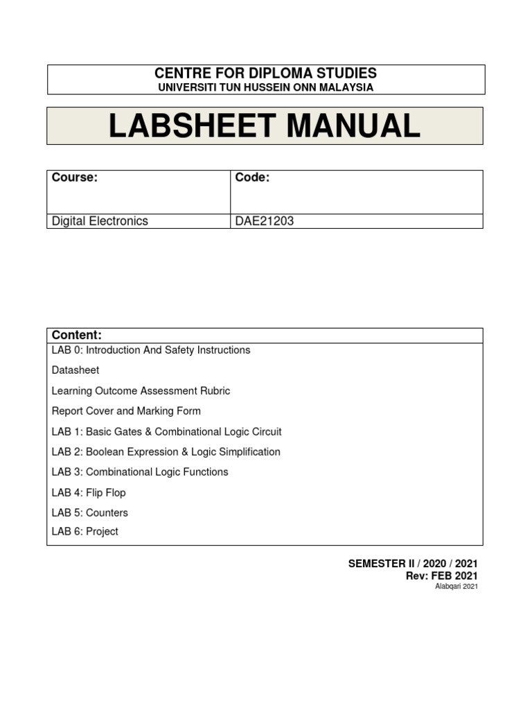 Digital Electronics Lab Manual | PDF | Power Supply | Electronic Circuits