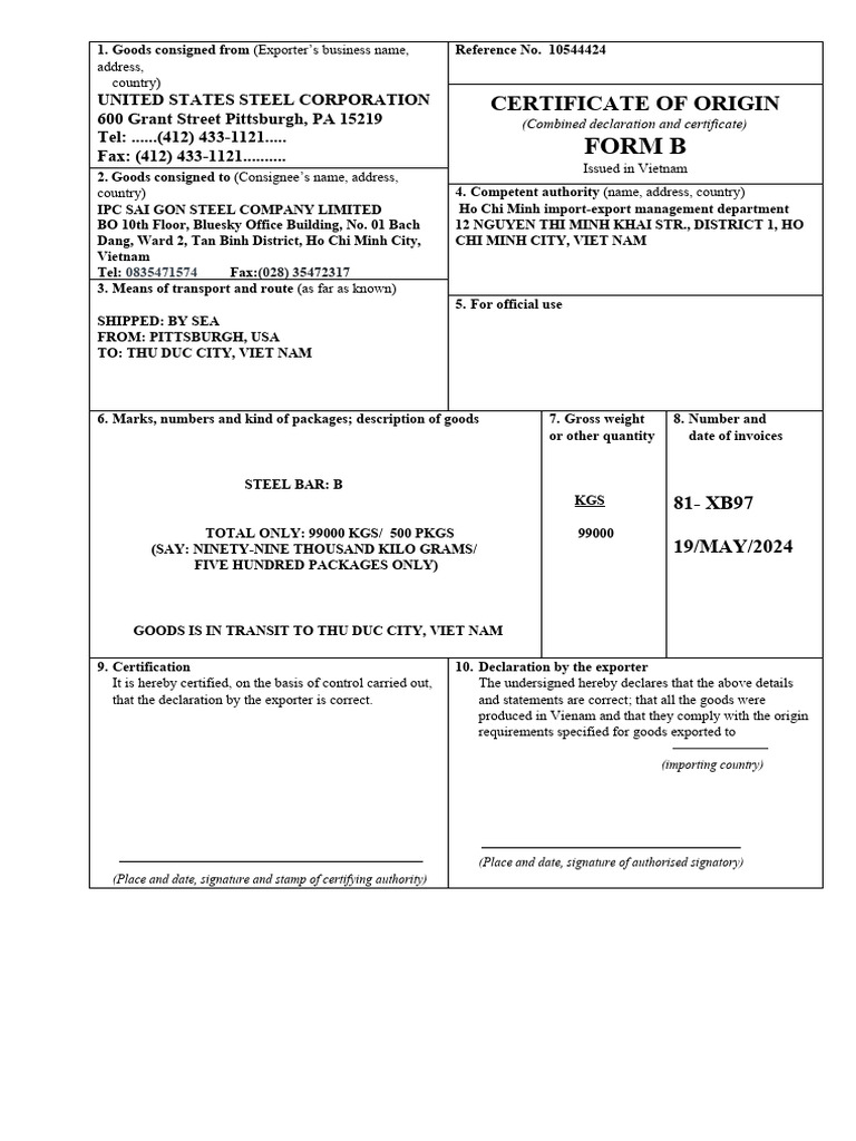 Certificate of Origin | Download Free PDF | Vietnam