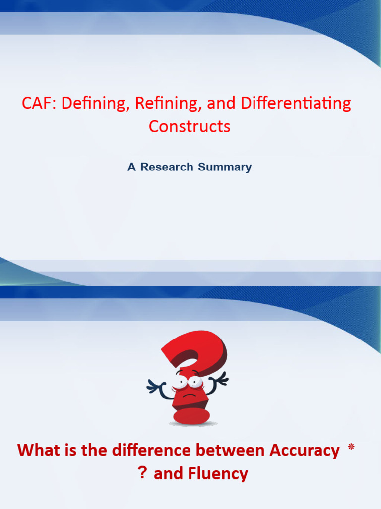 defining CAF | PDF | Fluency | Complexity