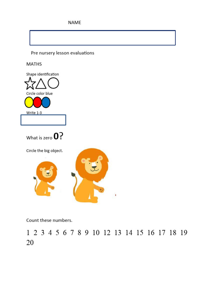 pre nursery exams | PDF