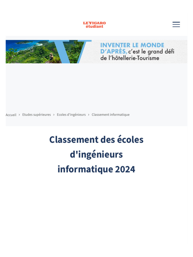 Classement Des Écoles D'ingénieurs Informatique 2 | PDF
