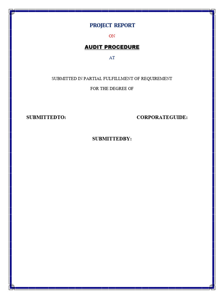 Project Report On Audit Program | PDF | Audit | Internal Control