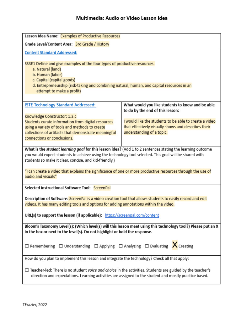 3rd Grade Video Lesson on Resources | PDF | Learning | Multimedia