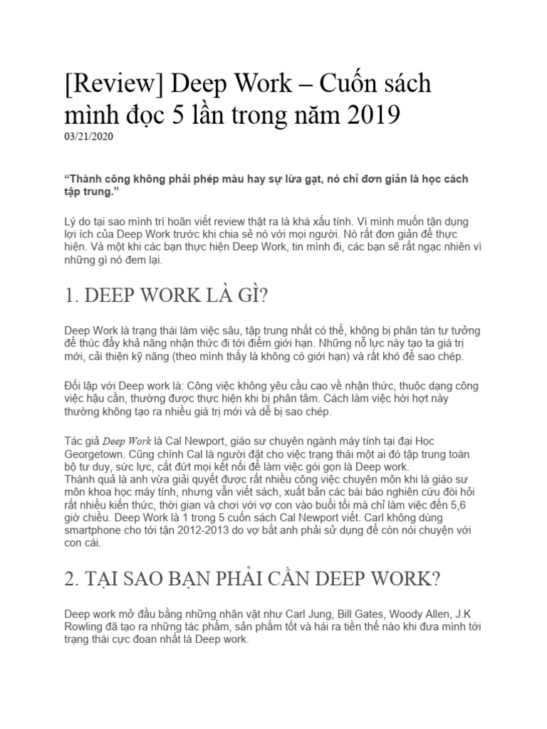 Deep Work Review.1 | PDF