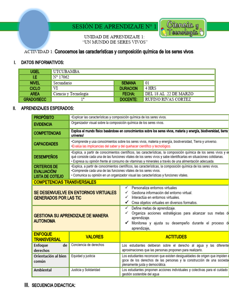 1º Sesion - Act 1-Cyt U1 | PDF | Aprendizaje | Maestros