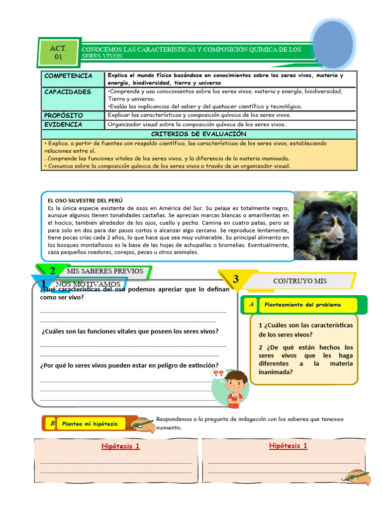 1º Actividads 1 Cyt Unid 1 - Sem 1 | PDF | Organismos | Sustancias químicas