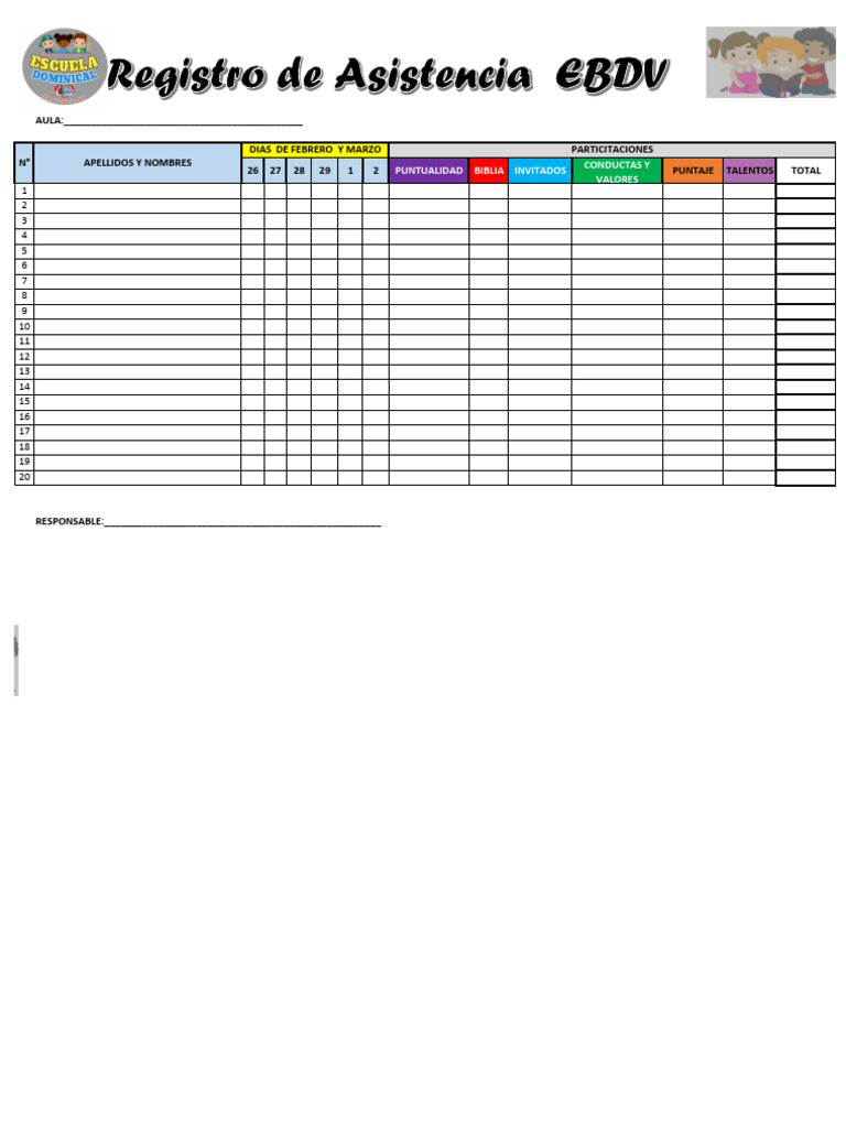 Lista De Asistencia Ebdv Pdf