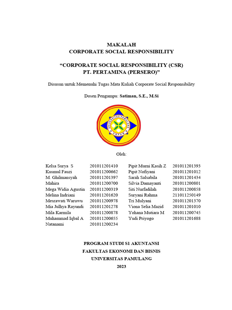 Kelompok 2 CSR Pertamina | PDF