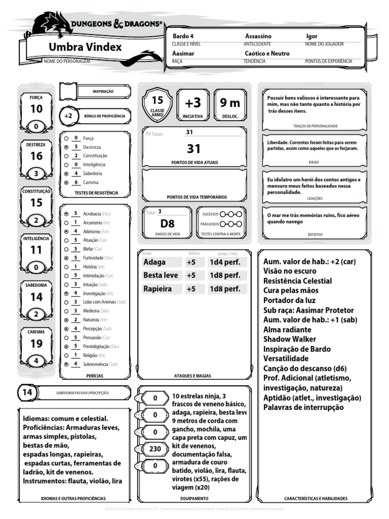 ficha - Umbra Vindex | PDF