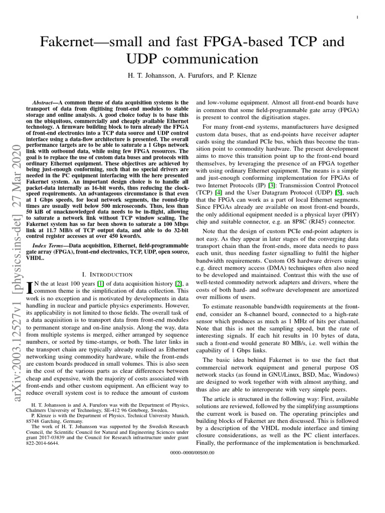 Udp Fpga | PDF | Transmission Control Protocol | Internet Protocols