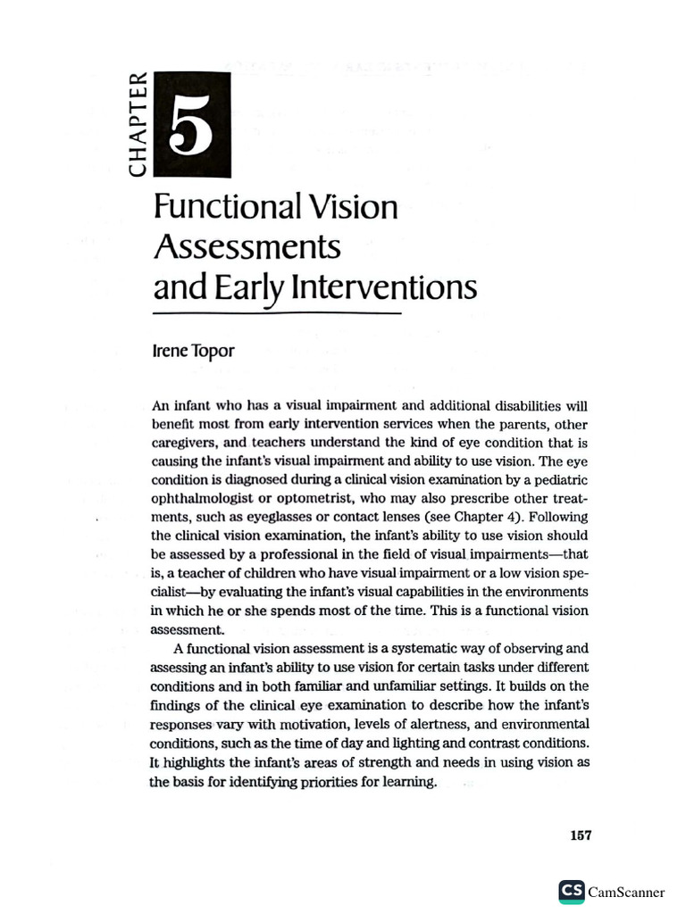Functional Vision Assessment and Early Intervention | PDF