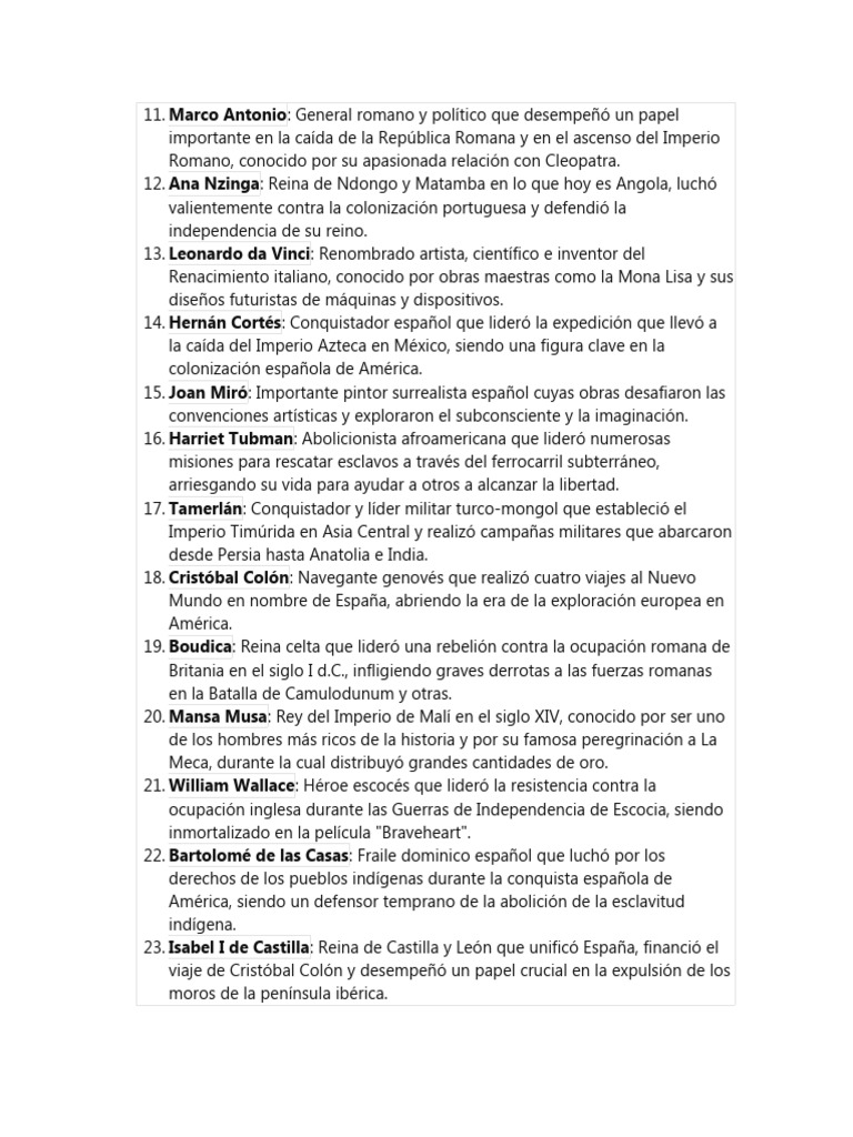 Figuras Históricas Clave y Sus Legados | PDF