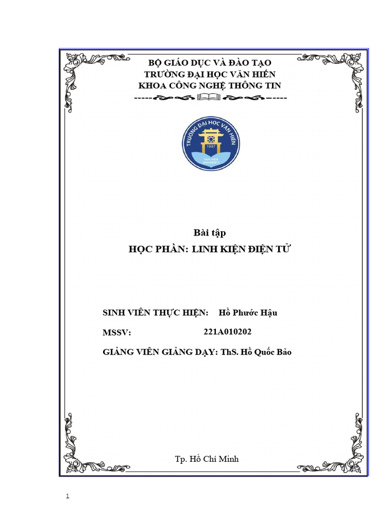 Bài Tập Linh Kiện Điện Tử | PDF