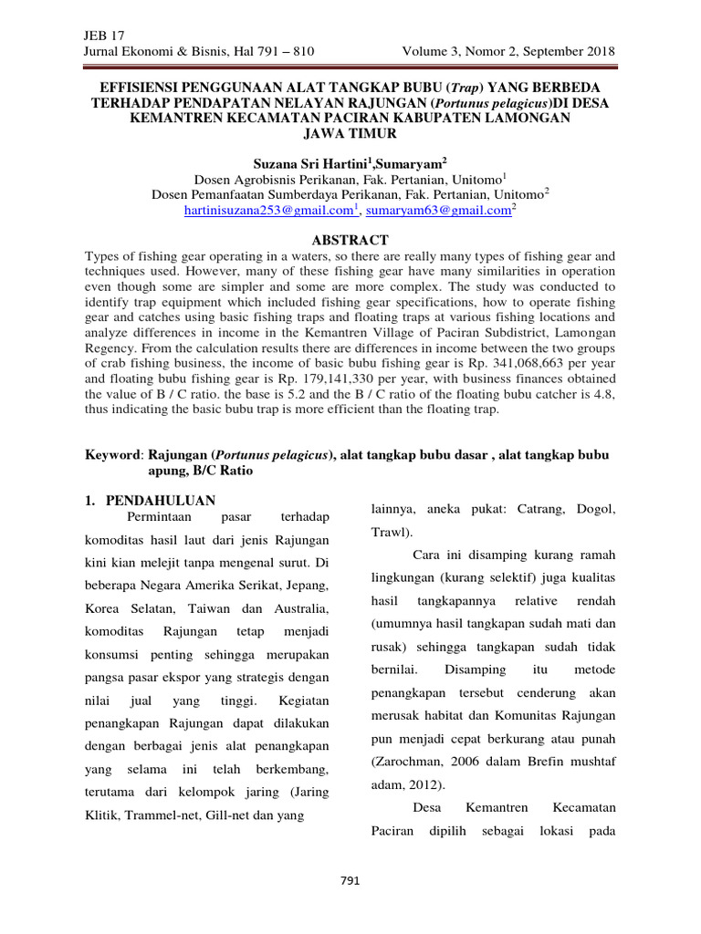 Efisiensi Penggunaan Bubu | PDF