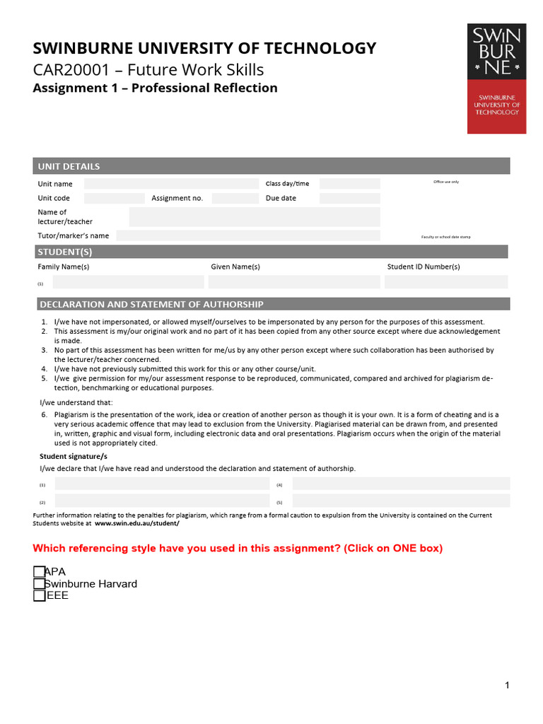 Car20001 A1 Template Sem 1 2024 Corr | PDF | Plagiarism | Knowledge